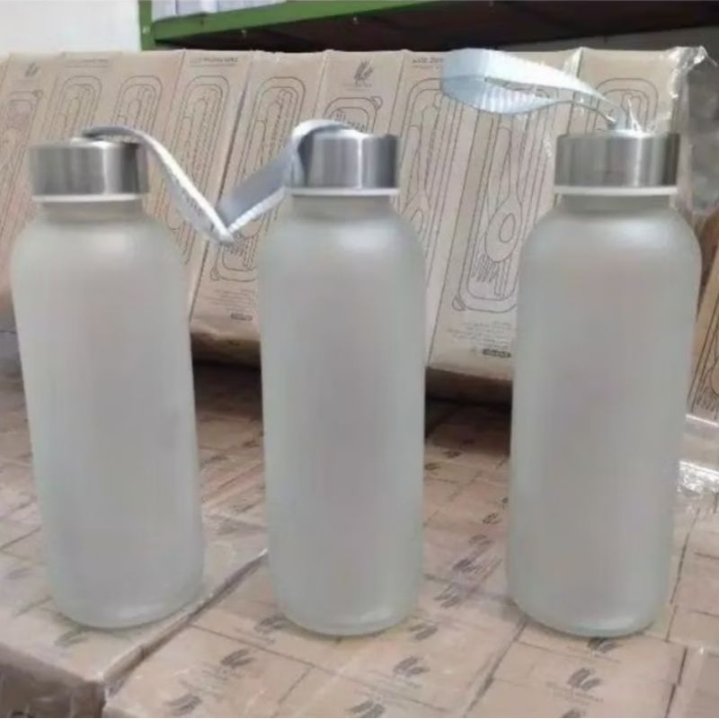 Jual BOTOL MINUM KACA ROUND DOFF BENING TUMBLER KACA TALI 420ML ...
