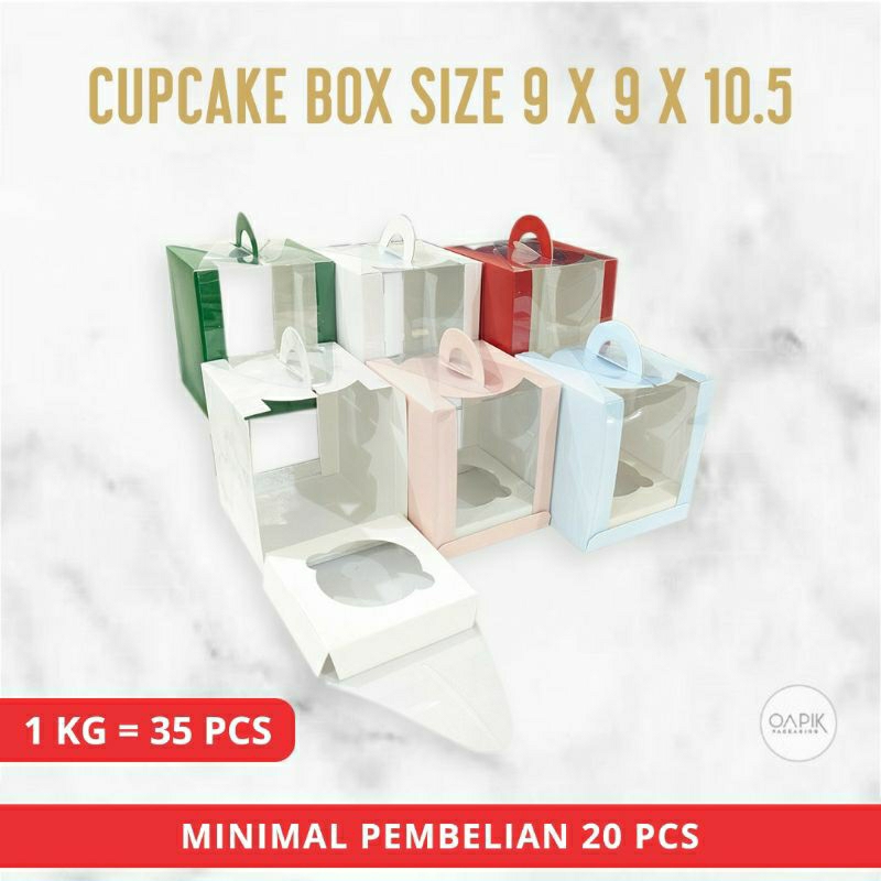 Jual CUPCAKE BOX MIKA 9×9×10.5 kemasan makanan, packaging makanan, dus ...