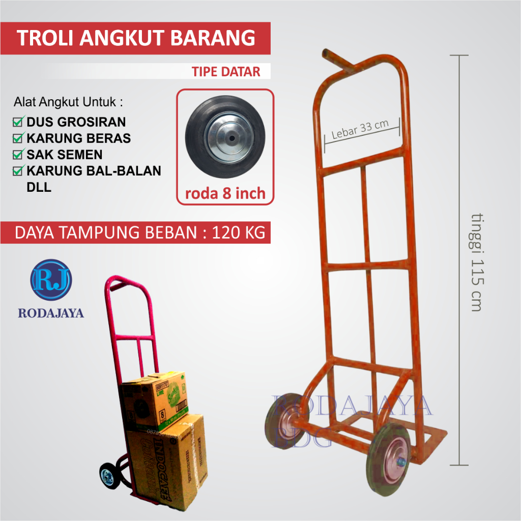 Jual Trolley Multifungsi serbaguna / roda 6 inch - tipe DATAR / daya ...