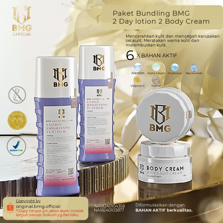 Jual BMG - Paket 2 Lotion Anggur Ungu 100ml Dan 2 Bodycream 30gr ...