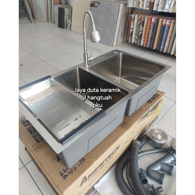 Jual Kitchen sink stainless 2 lubang/bak cuci piring 2 lubang merk ...