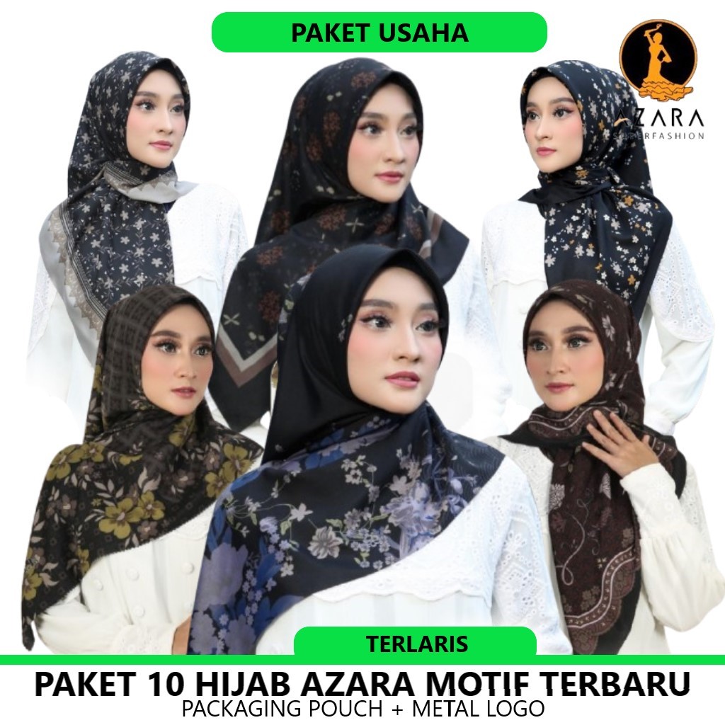Jual Paket 10 Hijab Segi Empat Black Edition Azara Oskara Motif Laser ...
