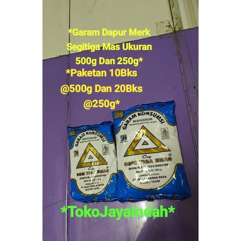 Jual Garam Merk Segitiga Mas Paketan 10Bks Ukuran 500g Dan 20Bks Ukuran ...