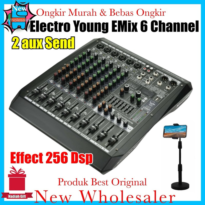 Jual Mixer audio Eletroyoung Emix 6 Channel Effect 256 dsp 2 aux send ...