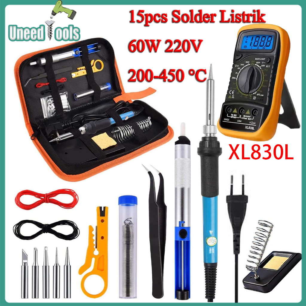 Jual UneedTools Solder Listrik Set Lengkap Dengan Multimeter Berkualitas / Solder Listrik Timah ...