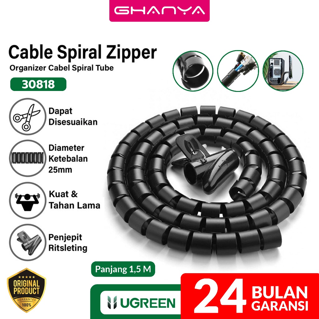 Jual UGREEN Pelindung Kabel Spiral Wrapping Cable Zipper Organizer Tube ...