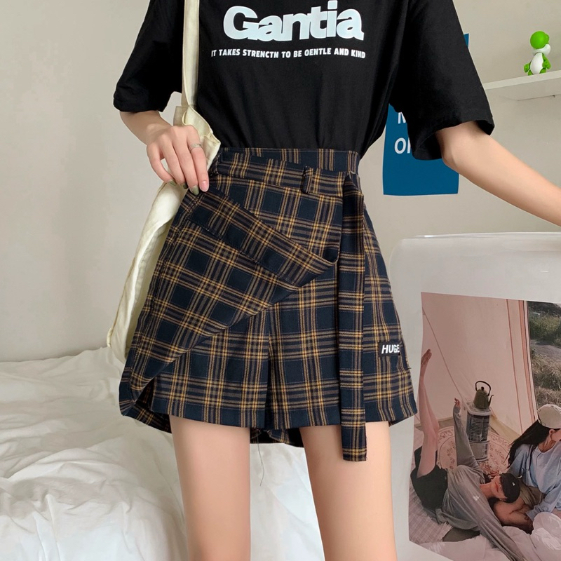 Jual Wrap Plaid Skort ♡ Rok Mini Wanita Miniskirt Motif Kotak Kotak ...
