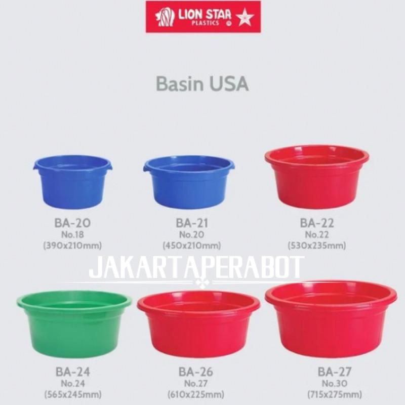 Jual Lion Star Bak Air Plastik No 20 22 24 27 30 Basin USA BPA FREE Bak ...