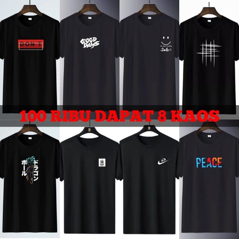 Jual kaos pria hitam 100rb dapat 8 / kaos distro pria / atasan pria ... Jual kaos pria hitam 100rb dapat 8 / kaos distro pria / atasan pria ...