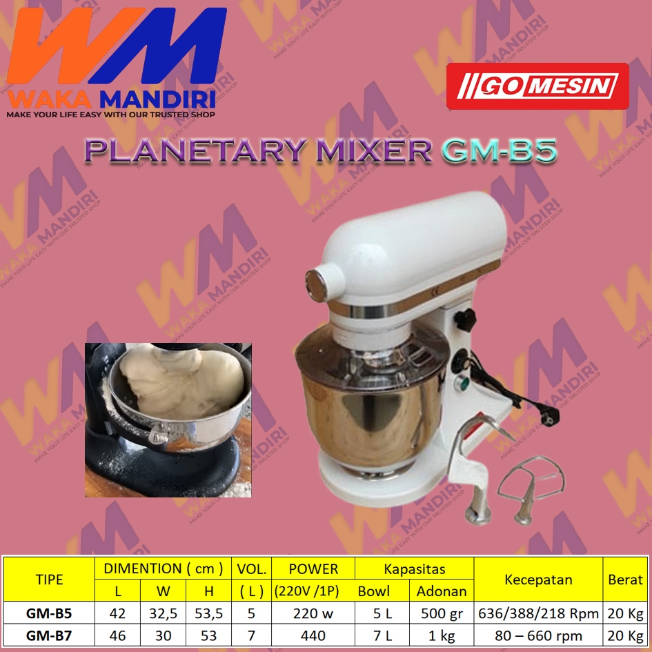 Jual GM-B5 MESIN MIXER ADONAN KUE ROTI PLANETARY MIXER 5 LITER GOMESIN ...