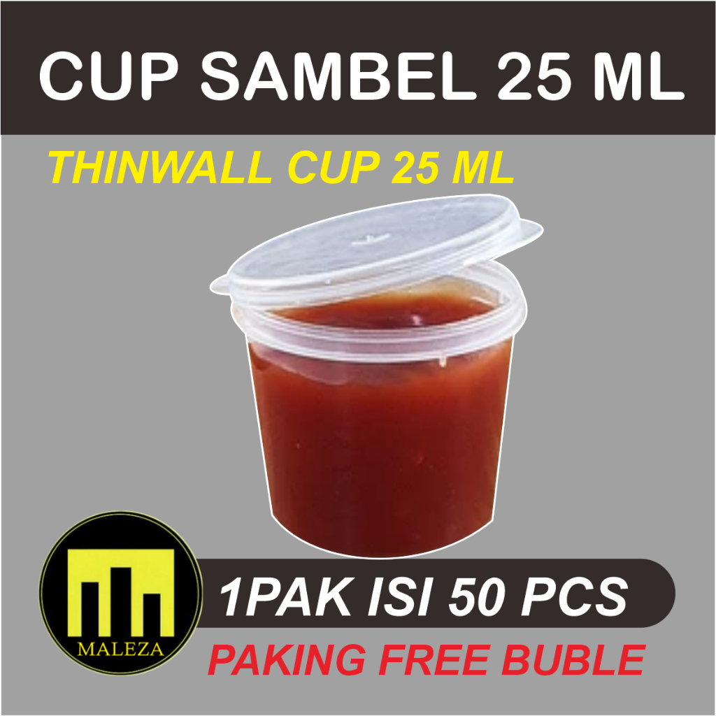 Jual Thinwall Sauce Cup 25 ML / Tempat Saus Saos Sambal isi 50 pcs ...