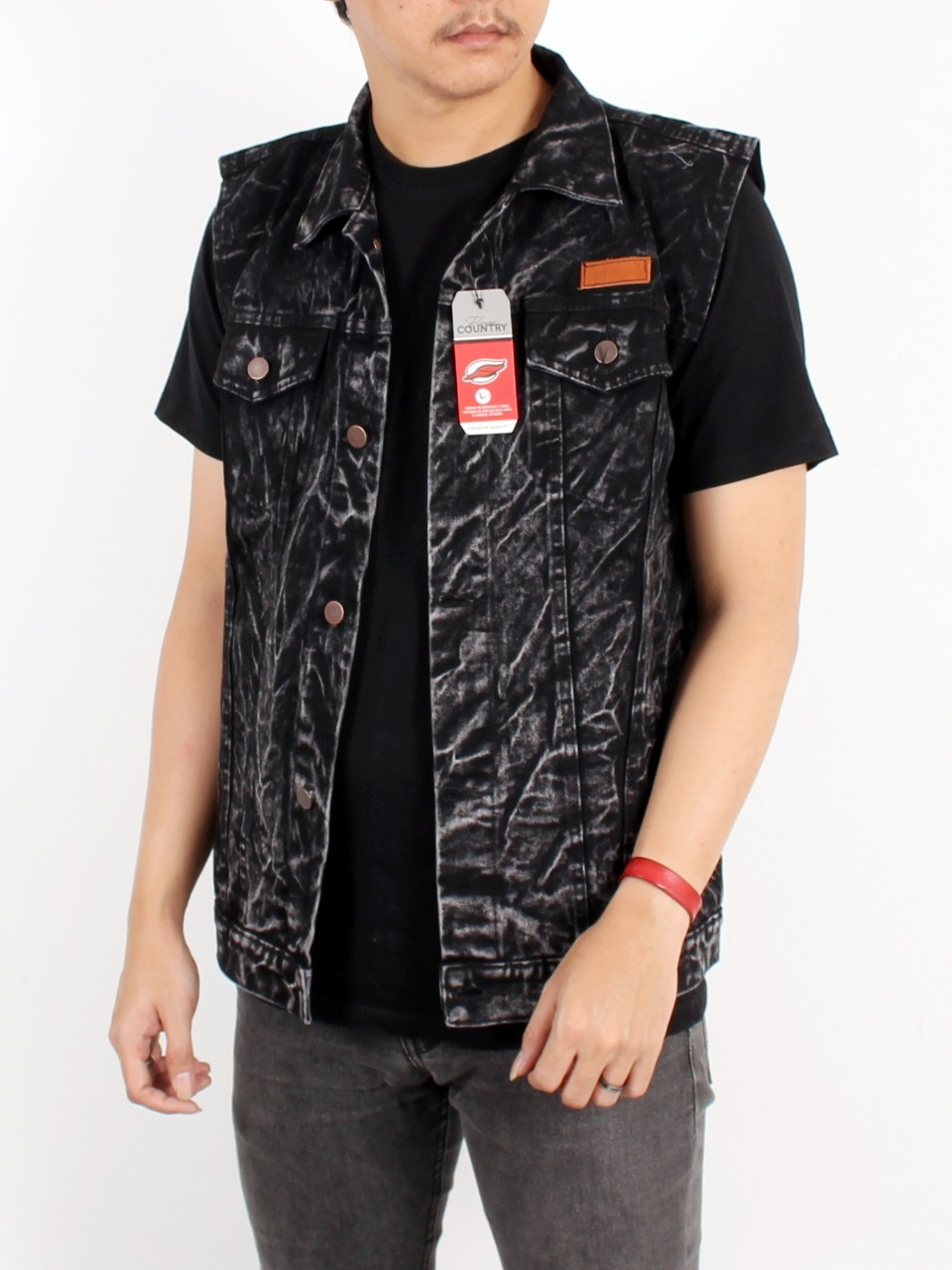 Jual Rompi Pria Jeans Polos Dan topi Hoodie-Jaket Motor rompi Sandwash ...