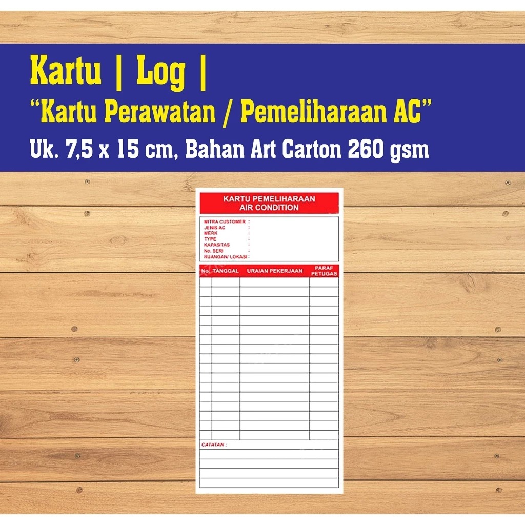 Jual Kartu Ceklis Pemeliharaan Air Condition Uk. 10 x 15 CM | Shopee ...