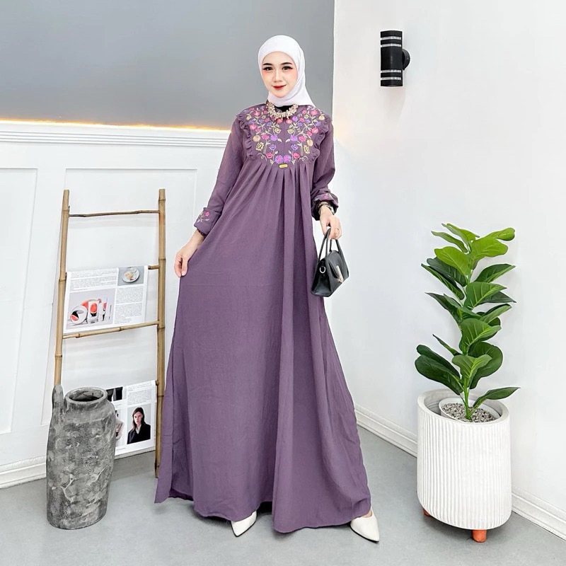Jual Gamis Bordir Bunga Timbul / Gamis Lebaran Terbaru / Gamis ...