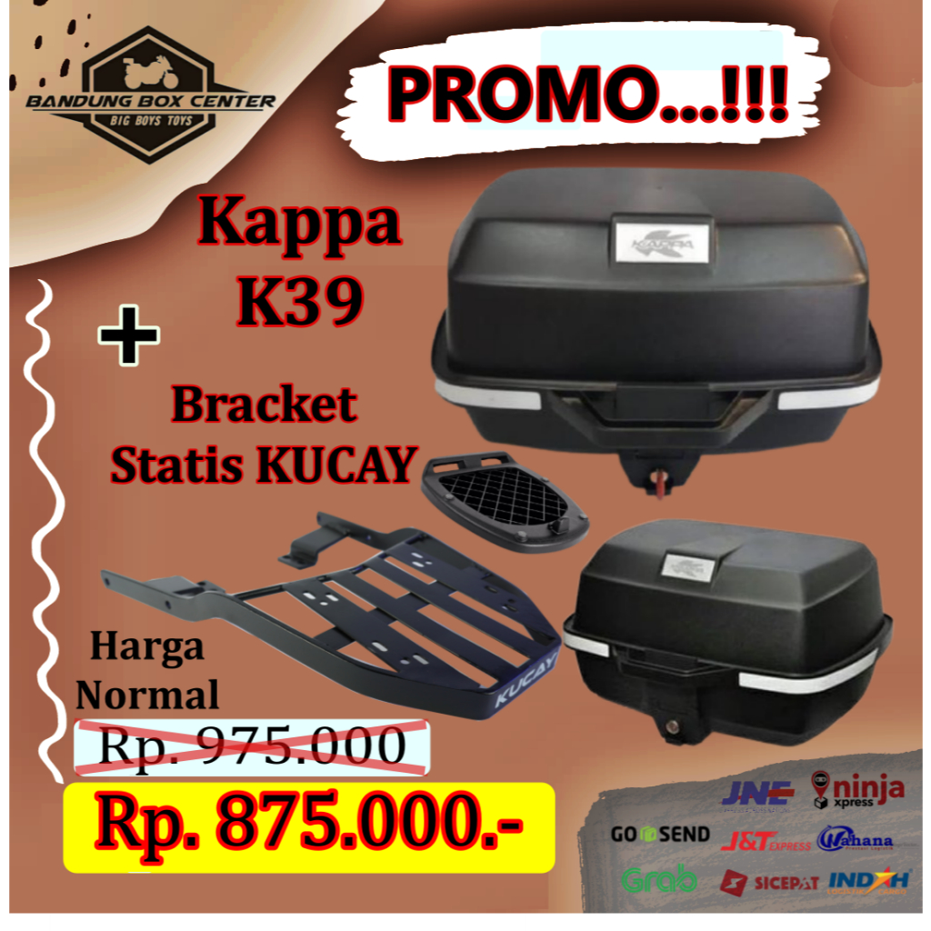 Jual PROMO Paket Box Motor KAPPA K39 & Bracket Statis KUCAY Kappa K 39 & Breket Kucay Box Kappa ...