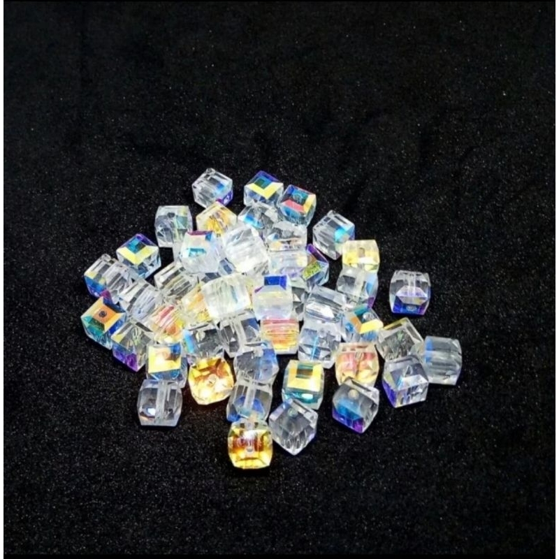 Jual Manik Manik Kristal Swarovski Bentuk Kubus Kotak Crystal Bead AB ...