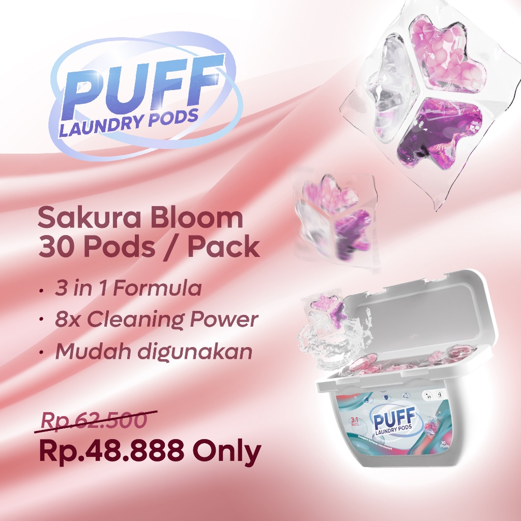 Jual Puff 3 in 1 Laundry Pods | isi 30 kapsul | Sakura Bloom Deterjen ...