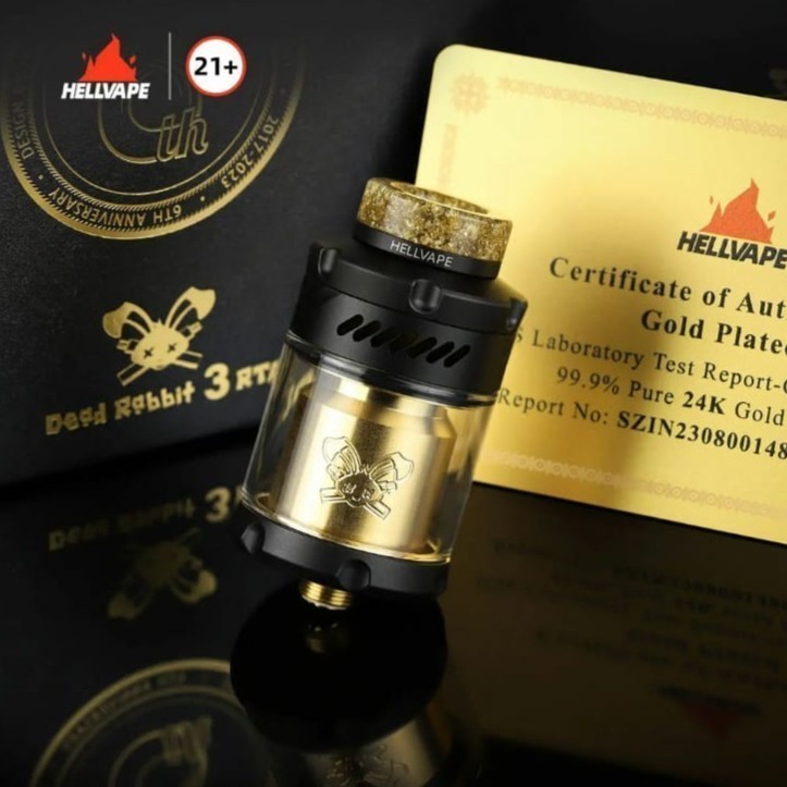 Jual RTA Dead Rabbit V3 Black Gold 6th Anniversary Edition by Hellvape ...