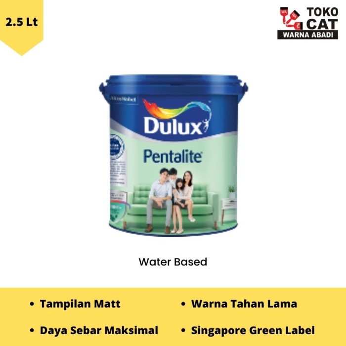 Jual CAT DULUX PENTALITE ANTIBACTERIAL 2.5 LITER BRILLIANT WHITE 2290 | Shopee Indonesia