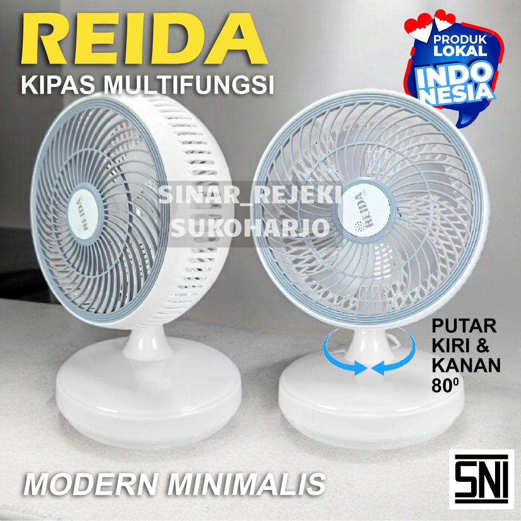 Jual REIDA Kipas Angin Multi Fungsi Meja Duduk + Dinding Tembok Muter ...