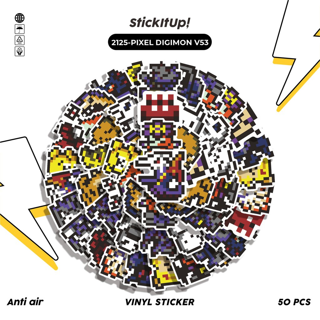 Jual COD 50 Pcs Stiker Pack PIXEL DIGIMON V53 Lucu Aesthetic Vynil ...