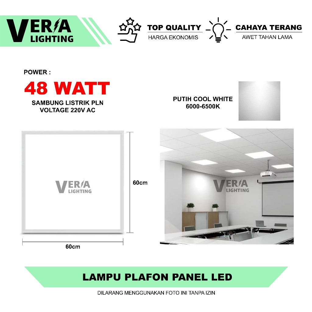 Jual Lampu Panel LED 60x60 48 Watt Lampu Plafon 60 x 60 48W | Shopee ...