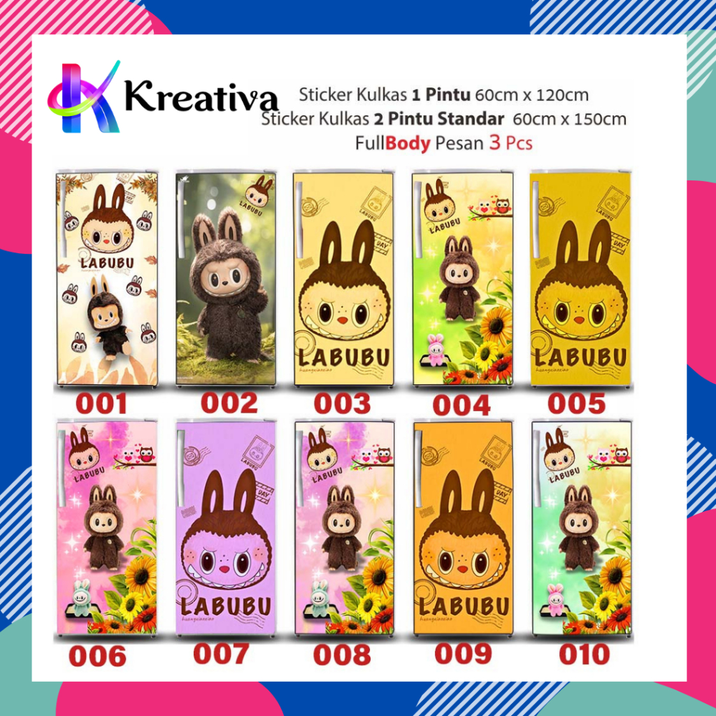 Jual stiker kulkas 1 pintu dan 2 pintu dekorasi motif labubu | Shopee ...