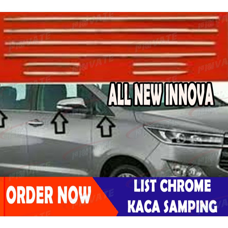 Jual LIS KACA SAMPING CHROME TOYOTA ALL NEW INNOVA REBORN 2016 2017 2018 2019 2020 2021 2022 ...