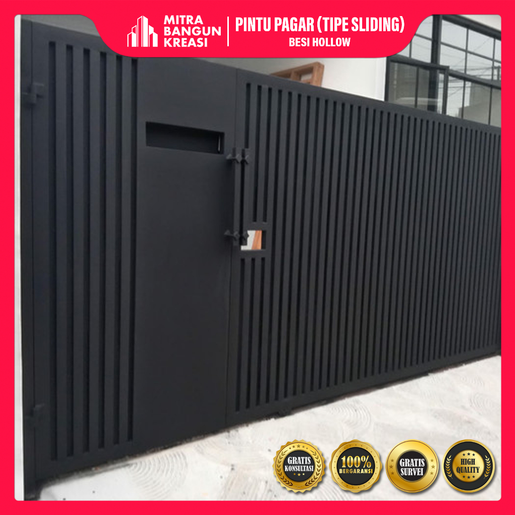Jual Pintu Pagar Sliding Rumah Besi Hollow Galvanis minimalis Modern ...