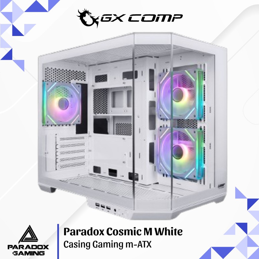 Jual Casing Paradox Gaming Cosmic M White Inc 3 Fan ARGB - PC M-ATX ...