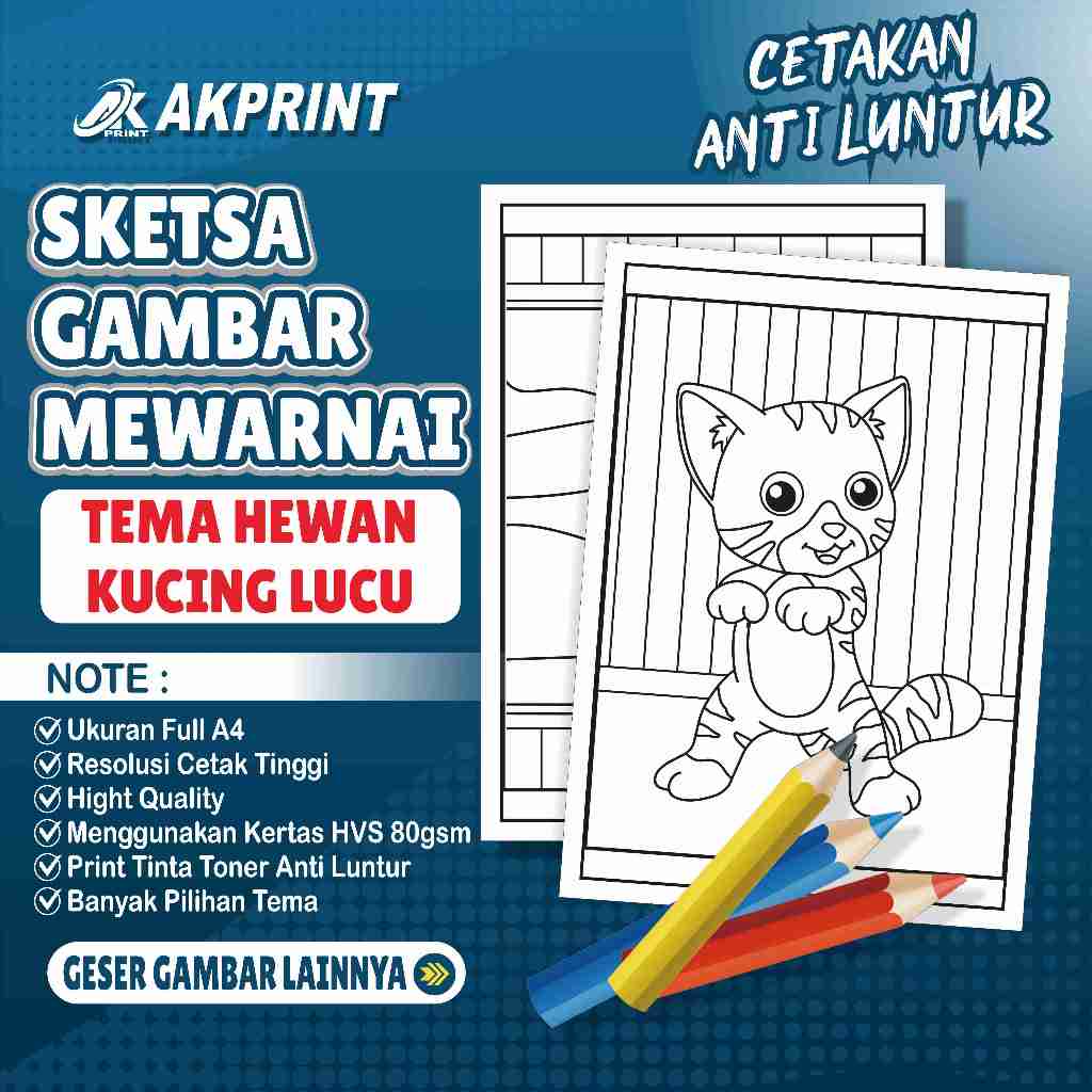 Jual KERTAS SKETSA GAMBAR MEWARNAI TEMA KUCING LUCU | Shopee Indonesia