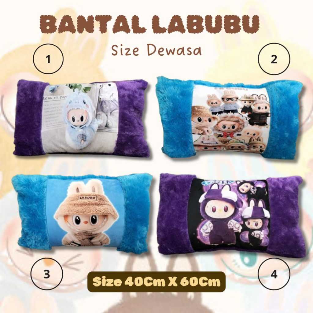 Jual BANTAL LABUBU UKURAN BESAR 40X60 CM/BAHAN LEMBUT NYAMAN DIPAKAI ...