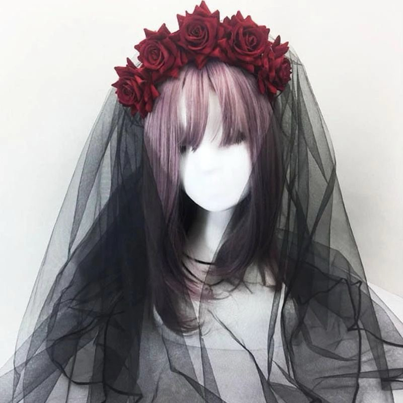 Jual red Rose with black veil | Shopee Indonesia