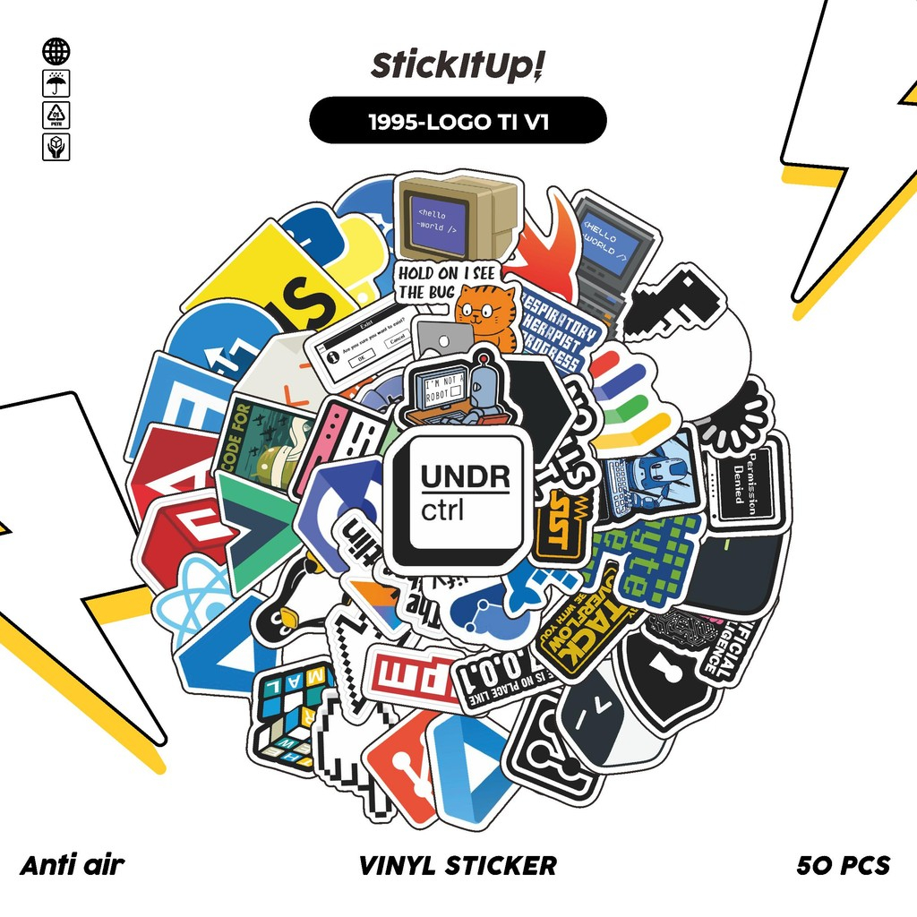 Jual COD 50 Pcs Stiker Pack LOGO IT Aplikasi Programmer Framework V1 ...
