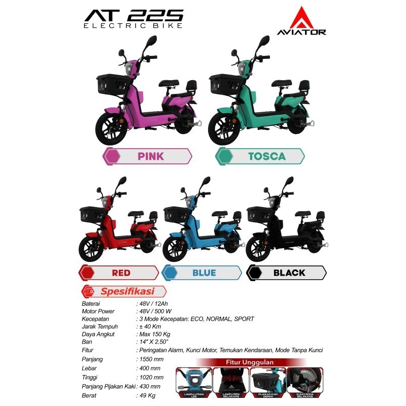 Jual Sepeda Listrik Aviator AT 225 500Watt Elektrik Bike E-Bike Aviator ...