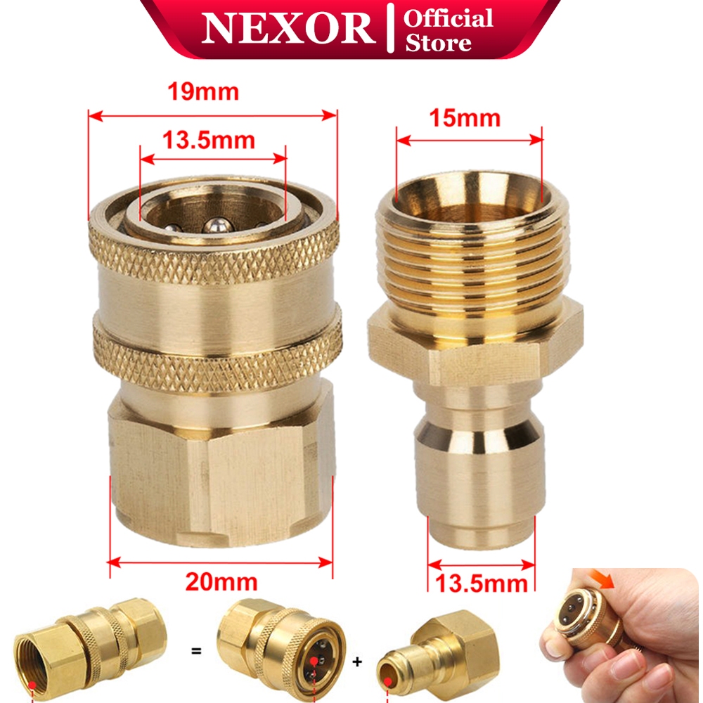 Jual NEXOR 2PCS Inlet Quick Release Jet Cleaner Konektor Adaptor M22 ...
