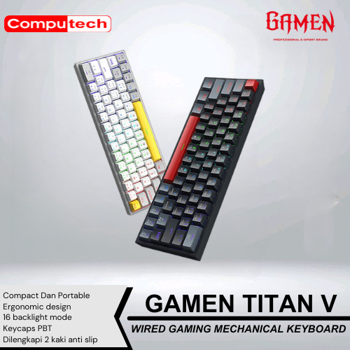 Jual GAMEN Titan V Keyboard Gaming Mechanical / Titan 5 Wired Gaming ...