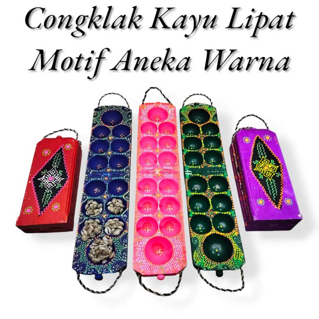 Jual Mainan Anak Papan Congklak Kayu Lipat Motif + 100 Pcs Biji Kerang ...