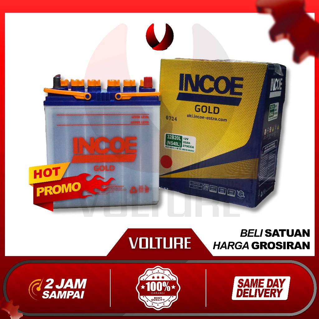 Jual aki mobil ( bergaransi ) INCOE GOLD ORI ASTRA NS40L 32B20L 12v 32ah 35ah Corolla Series ...