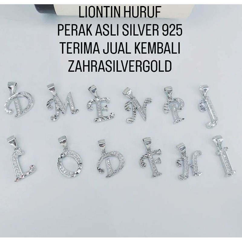 Jual Lilontin Inisial PERAK Asli Silver 925 (Terima Jual Kembali ...