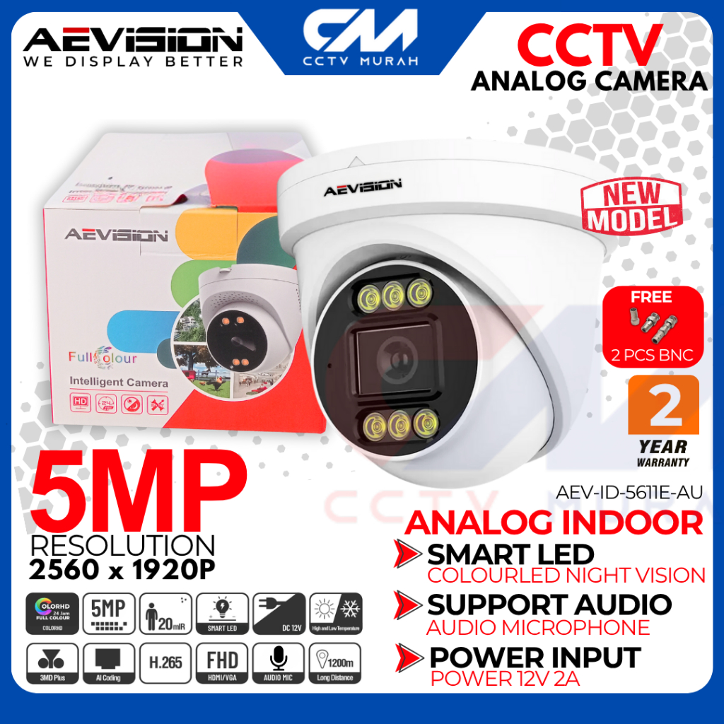 Jual CCTV Camera Analog Aevision INDOOR 5MP Audio || SIANG MALAM ...