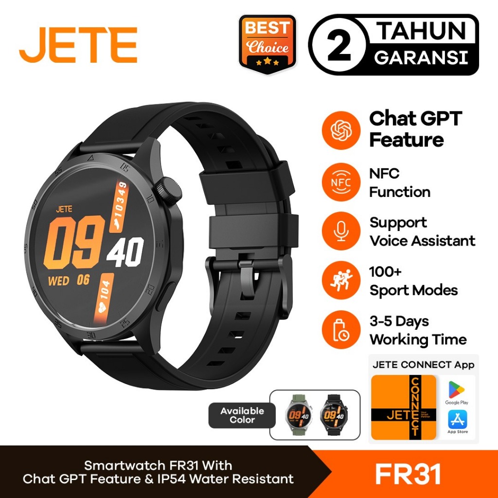 Jual Smartwatch JETE FR31 1,43Inch dengan ChatGPT dan NFC Function 100 ...