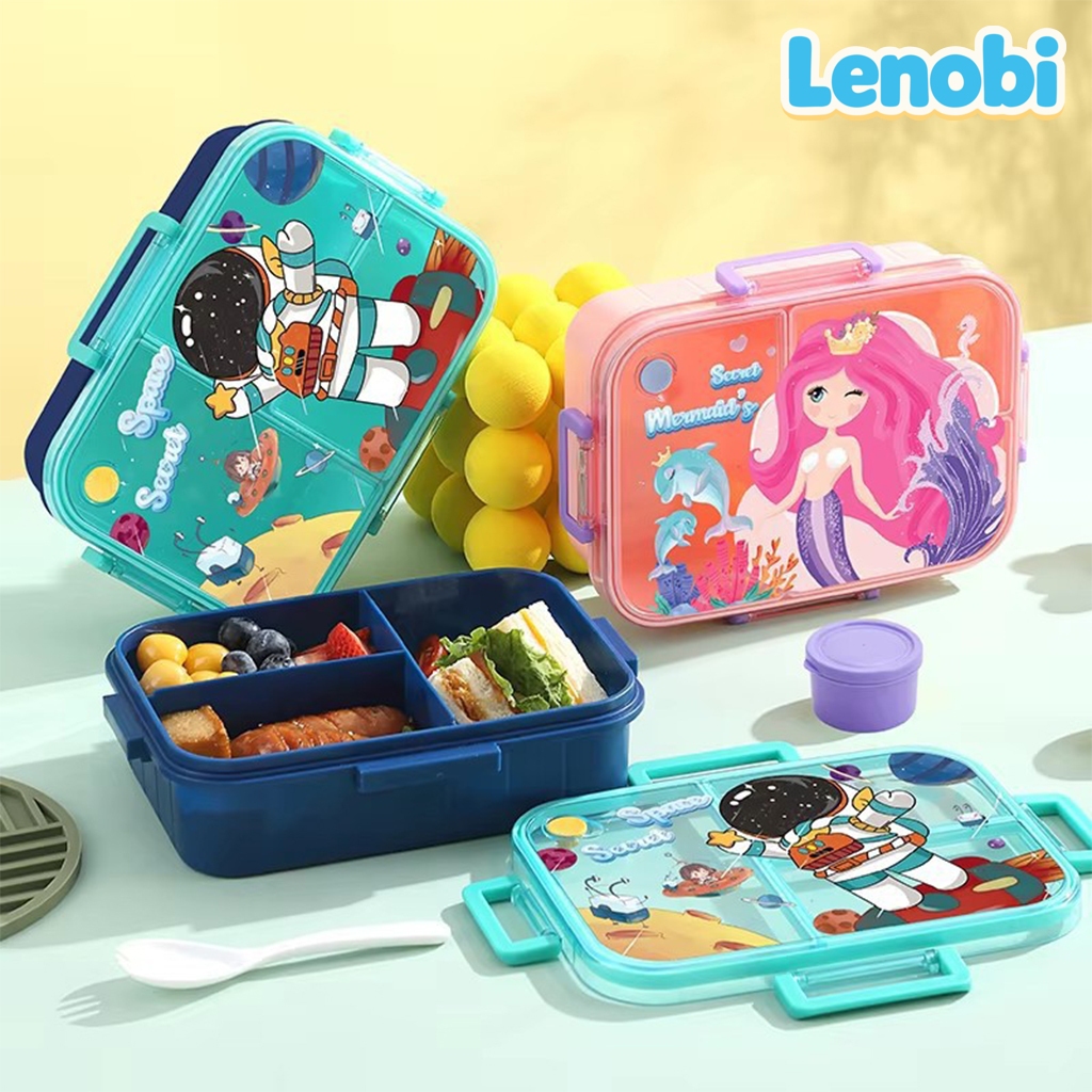 Jual LENOBI - Lunch Box 3 Sekat Astronot Mermaid 1200 ML - KOTAK BEKAL ANAK SEKOLAH bento box ...