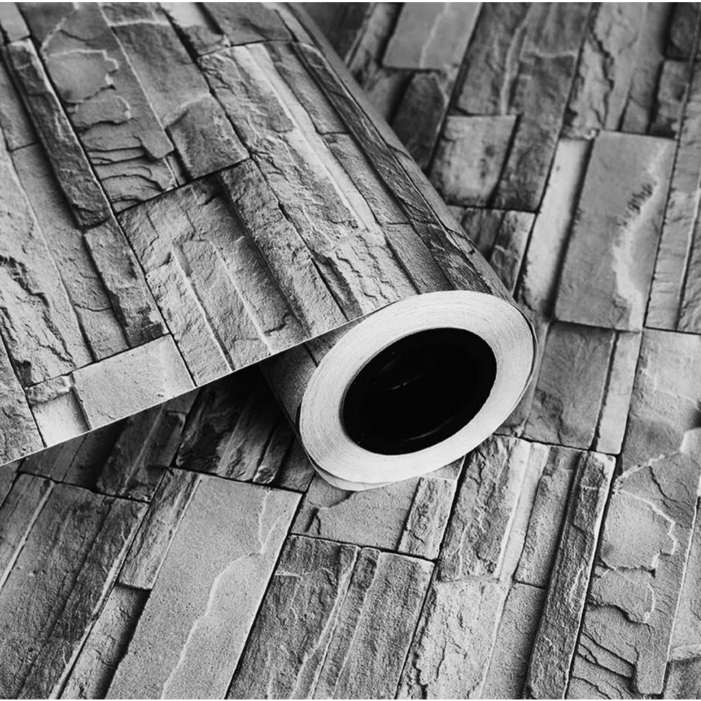 Jual Wallpaper Dinding Stiker Wallpaper Motif Batu Alam Abu Tua 7s/8m ...