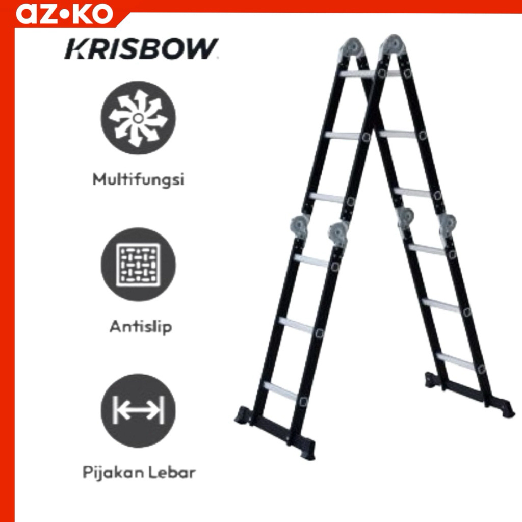 Jual Krisbow 3 mtr Tangga Lipat Aluminium Steel 4X3 Step Hitam ...