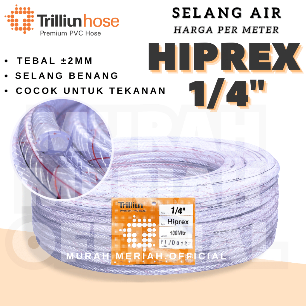 Jual SELANG BENANG HIPREX UK 1/4 INCH TRILLIUN ( HARGA PERMETER ) | Shopee Indonesia