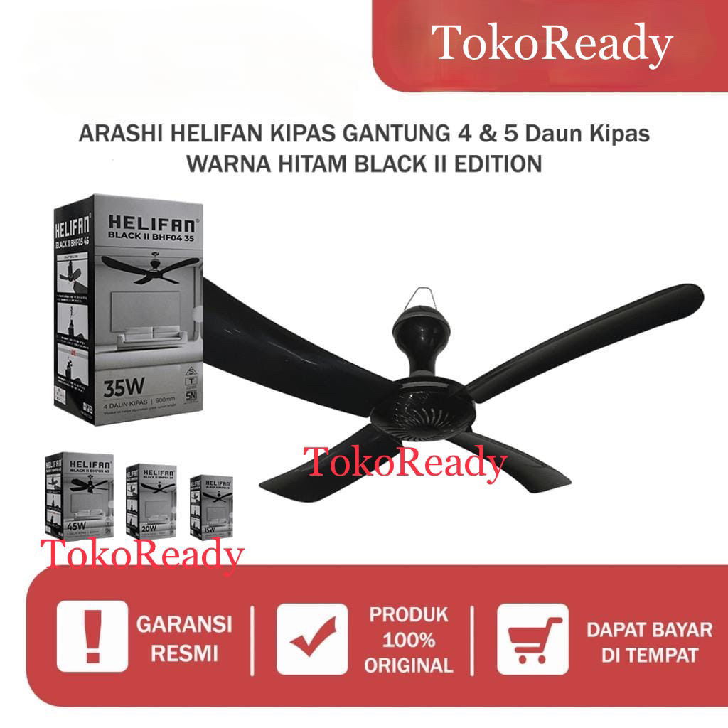 Jual NEW Helifan Black 2 Kipas Angin Gantung 15 20 35 45 Watt | Shopee ...