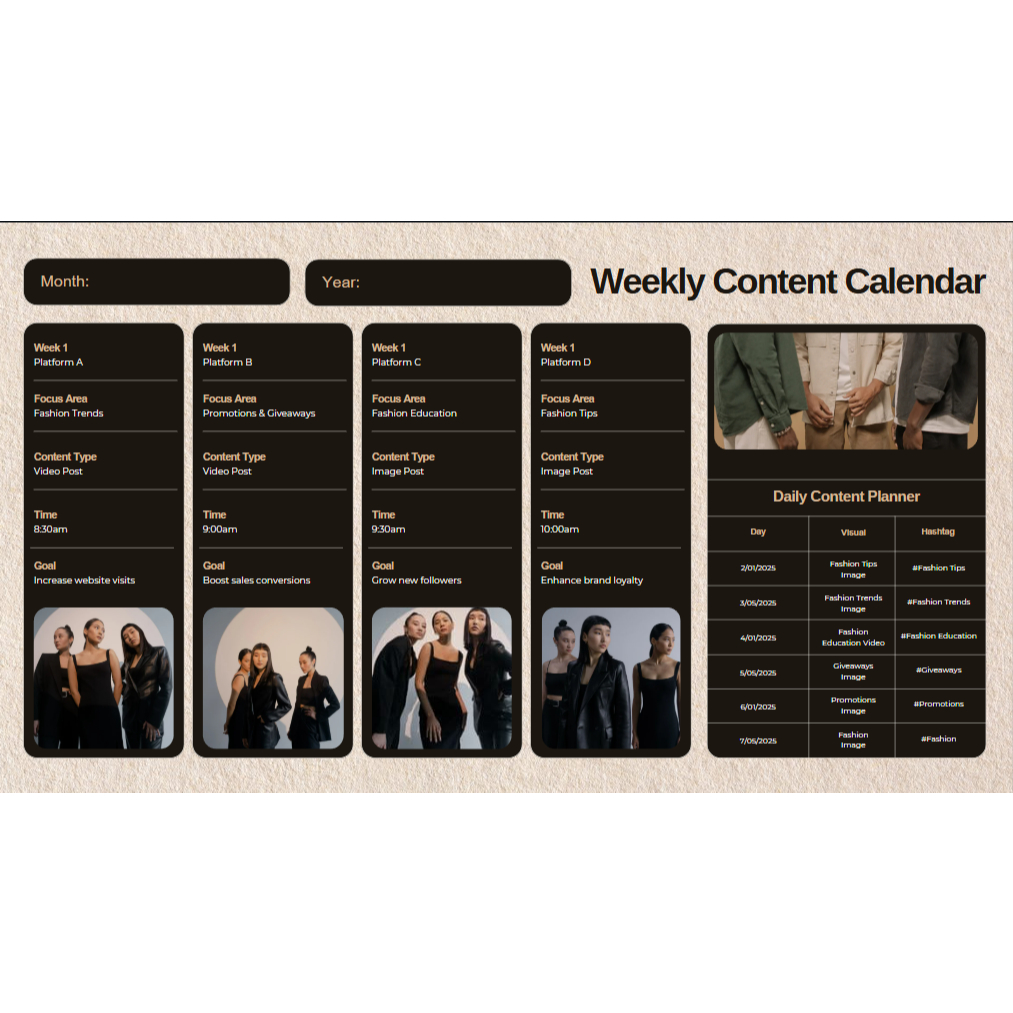 Jual Template Weekly Social Media Content Calendar IG/TikTok | 20 ...