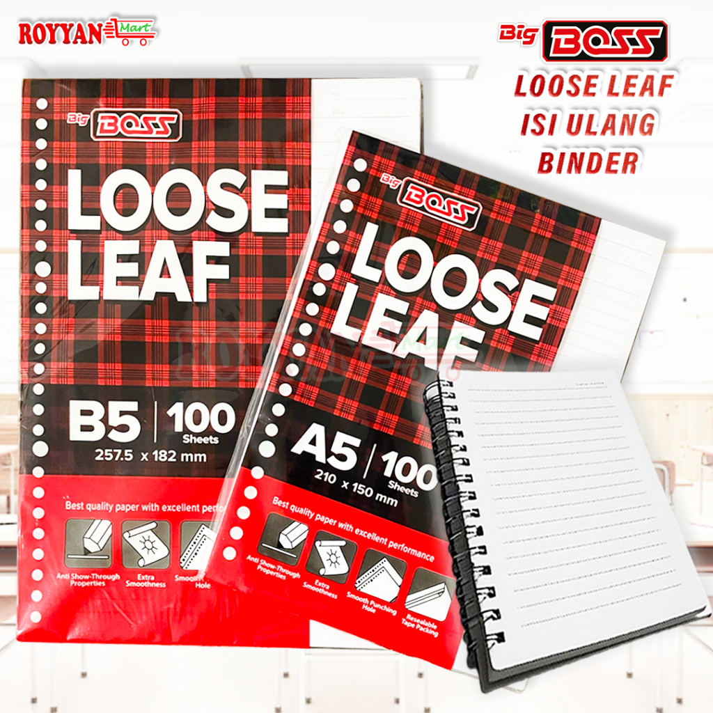 Jual LOOSE LEAF Big boss A5 & B5 50-100 Lembar Polos Garis | Shopee Indonesia