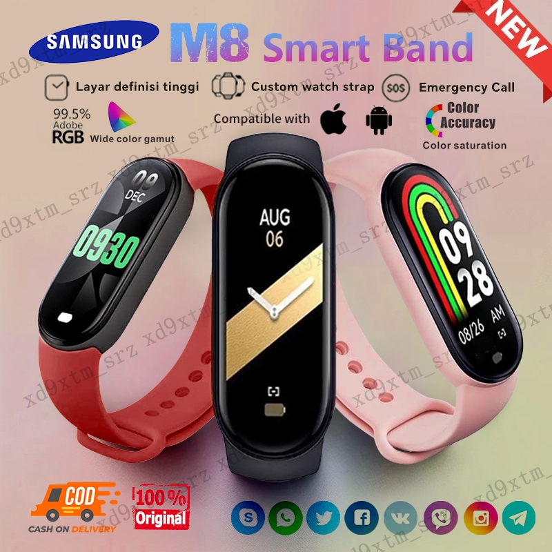 Jual 41XC [Cod] Samsung Smartband M8 100% Original Mi Smart Band 8 Smartwatch Waterproof ...